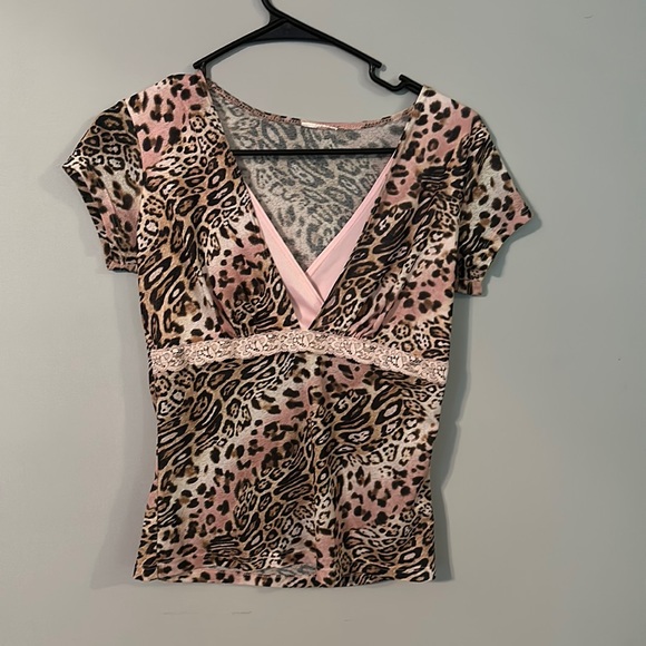 Source Unknown | Tops | Y2k Style Leopard Print W Lace Top | Poshmark